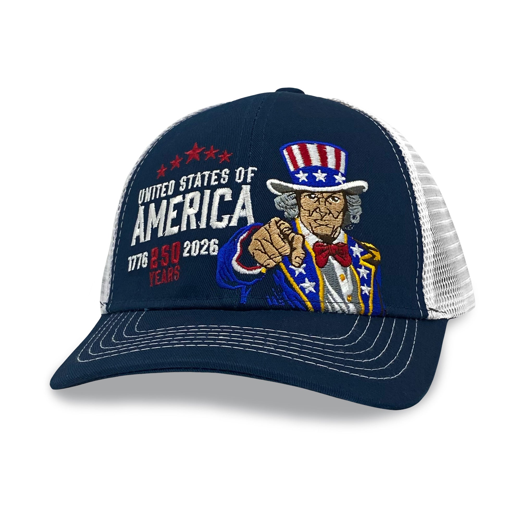 United States Of America Uncle Sam 250 Years Mesh Back Hat (Navy/White ...