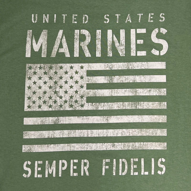 USMC Distressed Flag T-Shirt (OD Green)