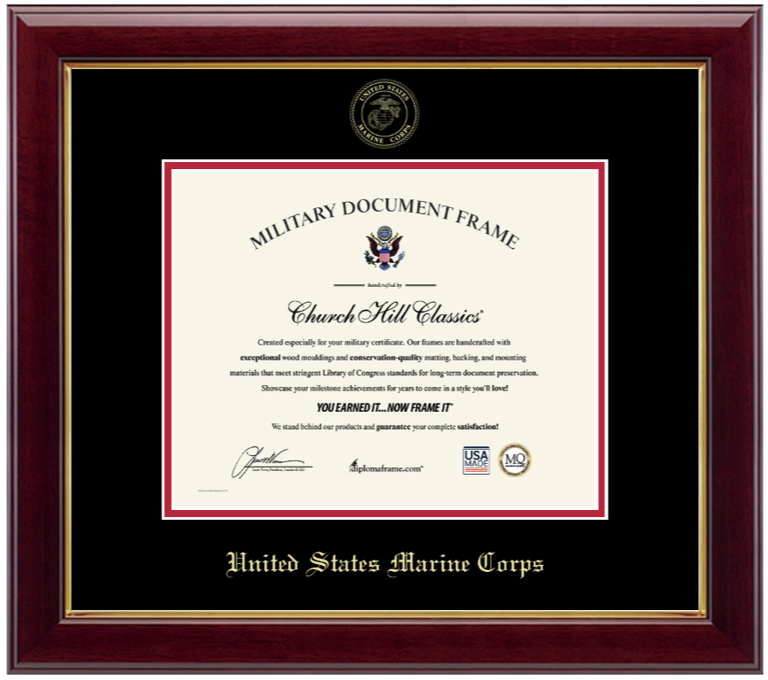 United States Marine Corps Gold Embossed Gallery Certificate Frame (Ho