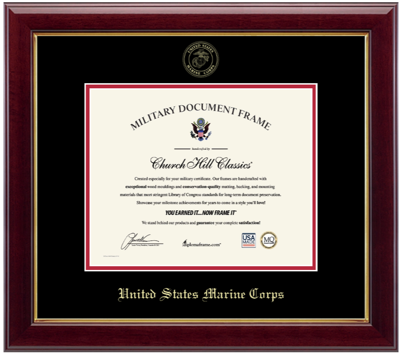 United States Marine Corps Gold Embossed Gallery Certificate Frame (Ho