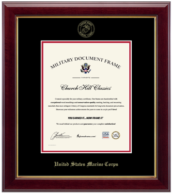 United States Marine Corps Gold Embossed Gallery Certificate Frame (Ve