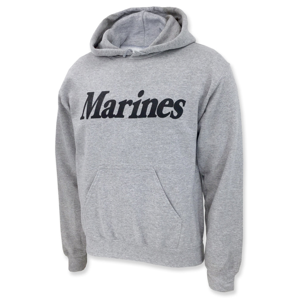 USMC Sweatshirts: Marines Logo Hooded Sweatshirt in Grey | Marines Gear